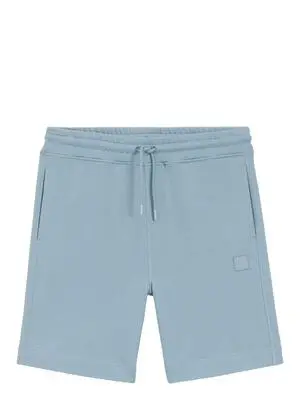 BOSS Cotton-terry Shorts With Logo Patch - Light Blue