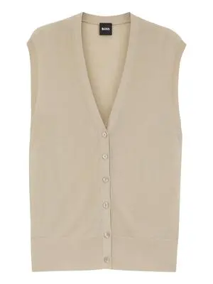 BOSS Knitted Vest With Merino Wool - Light Beige