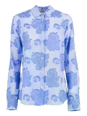 MAZZARELLI Damask-pattern Striped Shirt - Blue