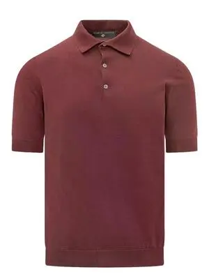 FILIPPO DE LAURENTIIS Short-sleeve Crepe Polo Shirt - Red