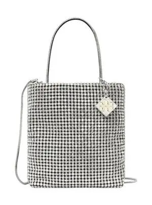 Tory Burch Night Owl Crystal Embellished Mini Tote - Silver