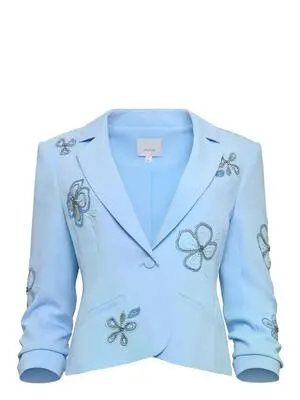 Cinq À Sept Le Petit Khloe Beaded-flowers Jacket - Blue