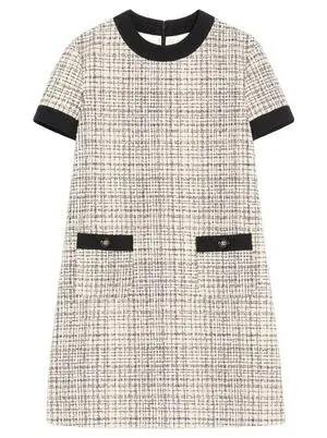 Valentino Garavani Square Tweed Short Dress With Crepe Couture Edges - Vanilla/black