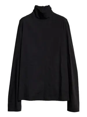 Gucci Cotton Poplin Turtleneck Long Sleeve T-shirt - Black