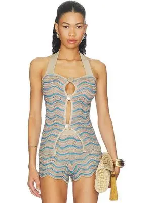 Azulu Amari Knit Halterneck Top - Glacier Blue