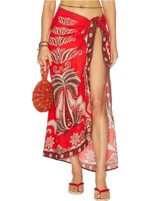 Farm Rio Printed Midi Skirt - Ainika Garden Red