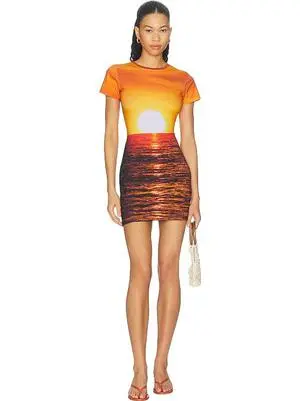 LESLIE AMON Printed T-shirt Dress - Sunset
