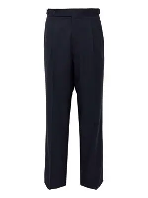 STOFFA Stòffa Straight-Leg Pleated Wool Trousers Navy