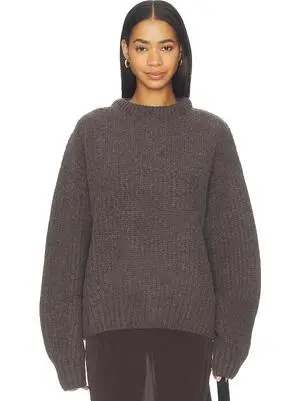 AYA MUSE Ribbed Crewneck Pullover - Taupe
