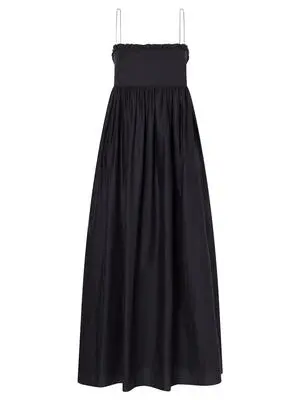 Matteau Empire Ruffled Cotton-poplin Midi Dress - Black