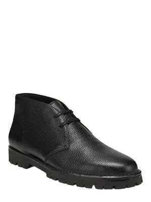 Vince Leather Lace Up Desert Boots - Black