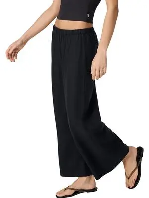 Vuori Trestles Twill Crop Top And Wide Leg Pants Set - Black