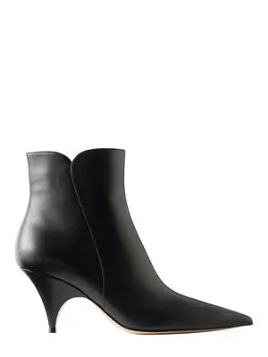GIANVITO ROSSI Leather Pointed Toe Ankle Boots - Black