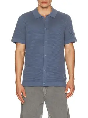 Onia Drop Needle Button Up Shirt In Slate - Mist