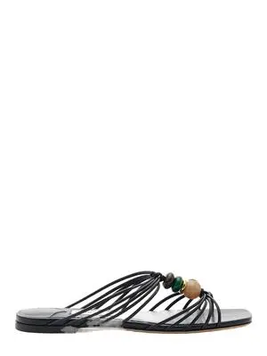 JIMMY CHOO Lova Beaded Leather Mules - Black