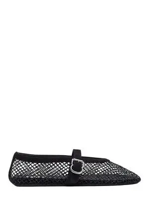 Alaïa Mesh And Suede Ballerinas - Black