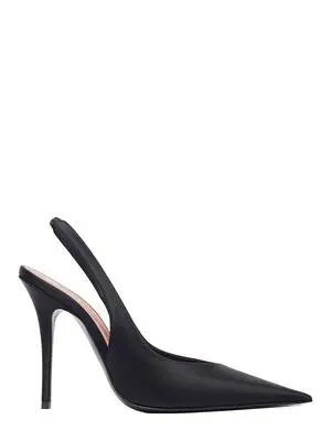 Amina Muaddi Anok Sling 105 Satin Pumps - Black