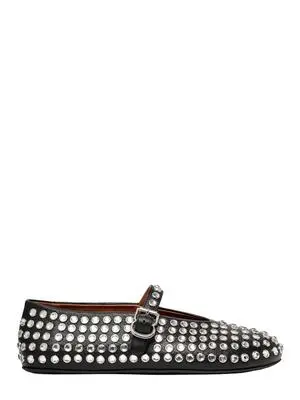 Alaïa Embellished Leather Ballet Flats - Black/silver
