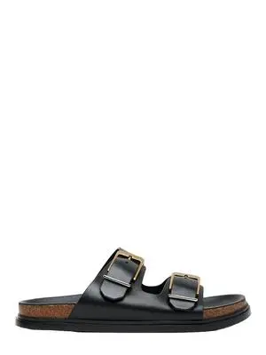 THE ROW Buckle Slides - Black