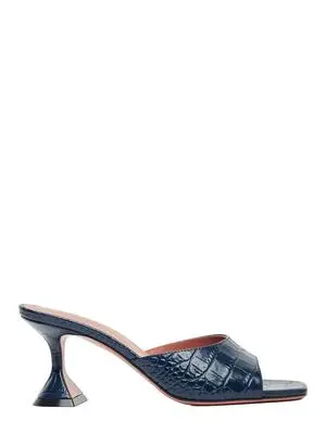 Amina Muaddi Lupita Slipper 70 Embossed Leather Mules Blue