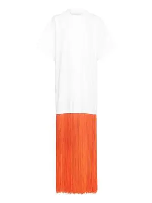 Alaïa Fringed T-shirt Dress - White