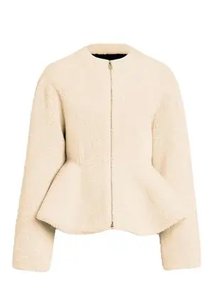 Alaïa Peplum Shearling Jacket - White