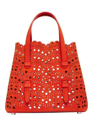 Alaïa Mina 20 Vienne Vague Suede Tote Bag Orange