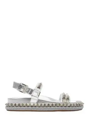 CHRISTIAN LOUBOUTIN Pyrabizz Flat Sandals - Silver