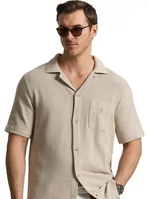 Ralph Lauren Mesh-knit Cotton Short-sleeve Cardigan - Light Walnut Brown Heather