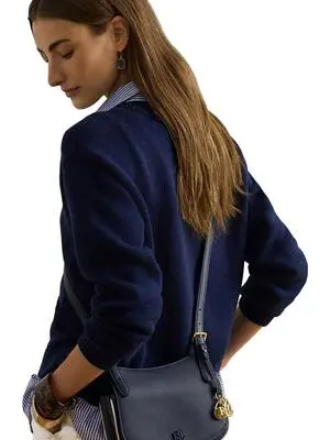 Ralph Lauren Leather Medium Marcy Crossbody Bag - Refined Navy/soft White