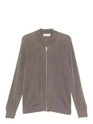Brunello Cucinelli Ribbed Zip-fastening Cardigan - Brown
