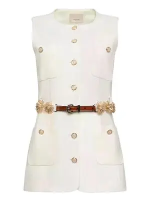 Cinq À Sept Embellished Belted Vest - Neutrals