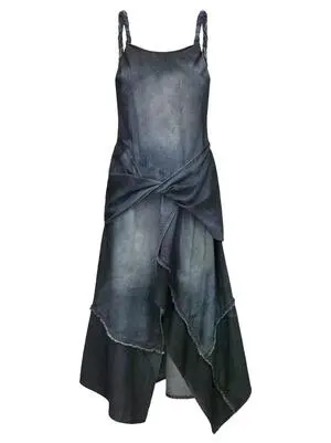 FENG CHEN WANG Layered Twisted-detail Dress - Blue