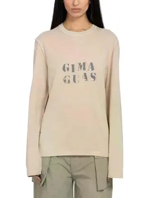Gimaguas Logo-print Long-sleeve T-shirt - Neutrals