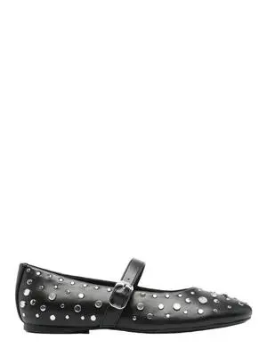 TAMARIS Stud-embellished Leather Ballet Flats - Black