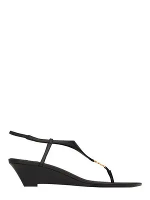 Saint Laurent Cassandra Leather Sandals - Black