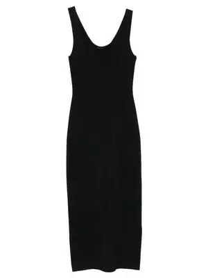 LE PETIT PULLE Ribbed-knit Square-neck Dress - Black