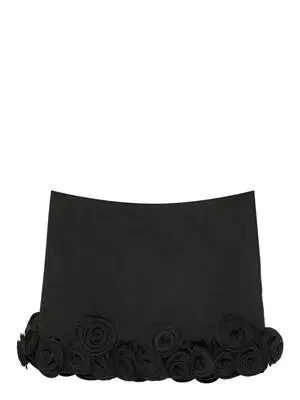 LA REVECHE Ivette Floral-appliqué Mini Skirt - Black