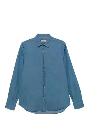 Canali Stone-wash Denim Shirt - Blue