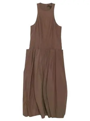 Tibi Pleated-skirt Sleeveless Midi Dress - Brown