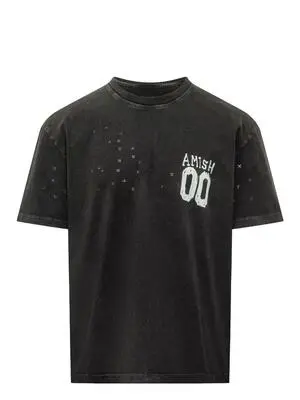 AMISH SUPPLIES Distressed Logo-print T-shirt - Black