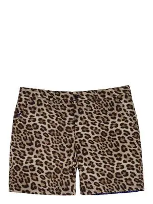 LORDS OF HARLECH Edward Leopard Flat Front Short Brown