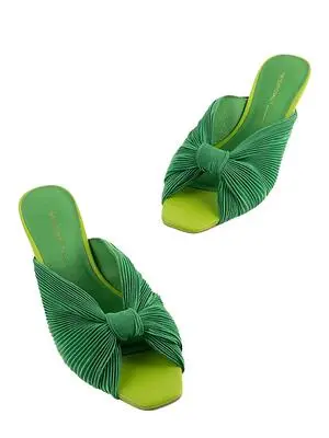 Intentionally Blank Curfew Kitten Heel Satin Sandal - Green