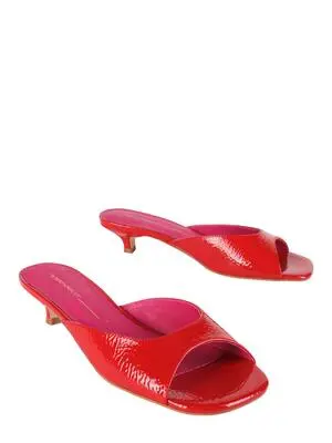 Intentionally Blank Cee Kitten Heel Mules - Red
