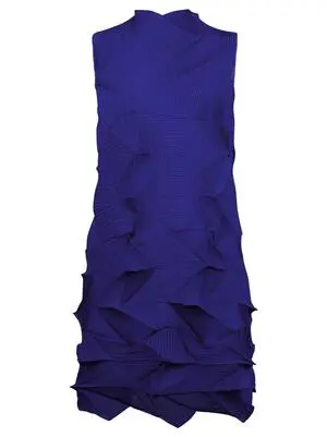 WILD COSMOS Amara Prismatic Pleats Dress - Blue