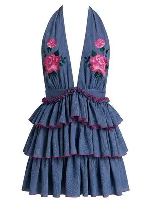 NUR KARAATA Camellia Coast Dress - Blue
