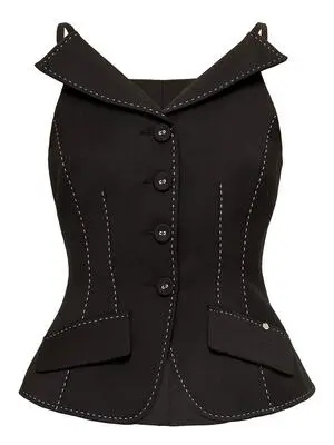 NISSA Single-breasted Tailored Vest - Black