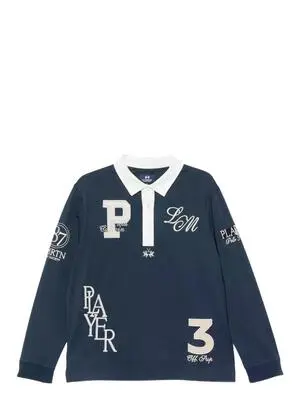 LA MARTINA Logo-patch Long-sleeve Polo Shirt - Blue