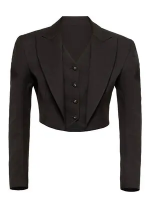 NISSA Single-breasted Cropped Blazer - Black