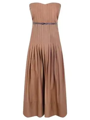 SEMICOUTURE Belted Pleated Dress - Neutrals